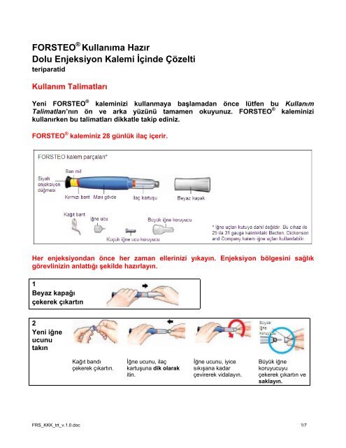FORSTEO® Kullanıma Hazır Dolu Enjeksiyon Kalemi İçinde Çözelti