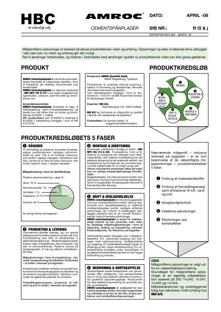 amroc cementspånplader - Moland