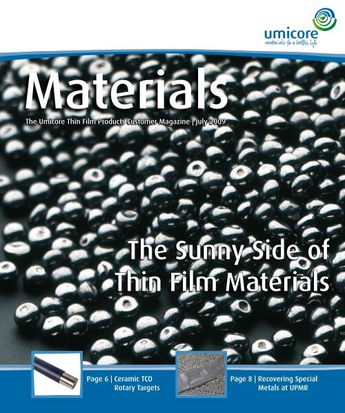The Sunny Side of Thin Film Materials - Umicore Thin Film Products