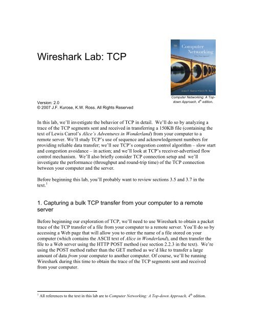 Wireshark Lab: TCP - CUNY