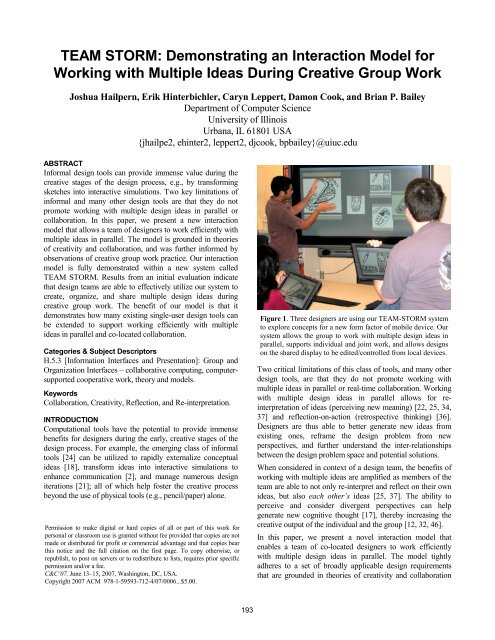 TEAM STORM: Demonstrating an Interaction Model for Working with ...