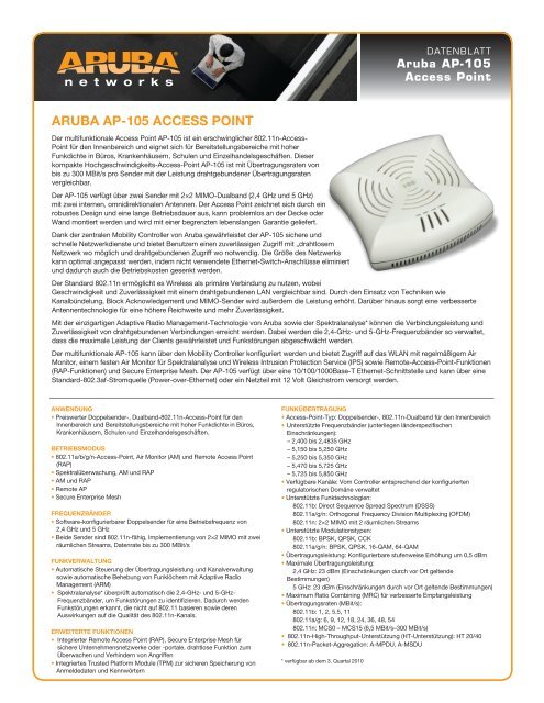 Aruba AP-105 - Aruba Networks