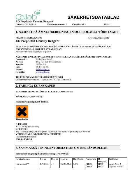BD Density Reagent - Cellab