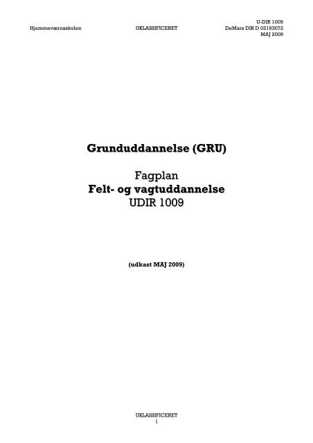 UDIR 1009 - Hjemmeværnet