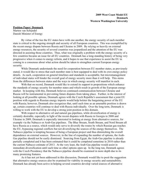 Position Paper: Denmark