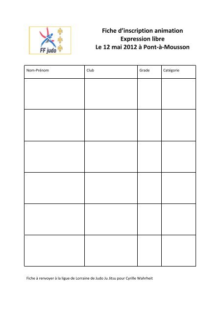 Fiche d'inscription animation Expression libre Le 12 mai 2012 à ...
