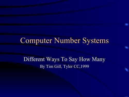 Computer Number Systems