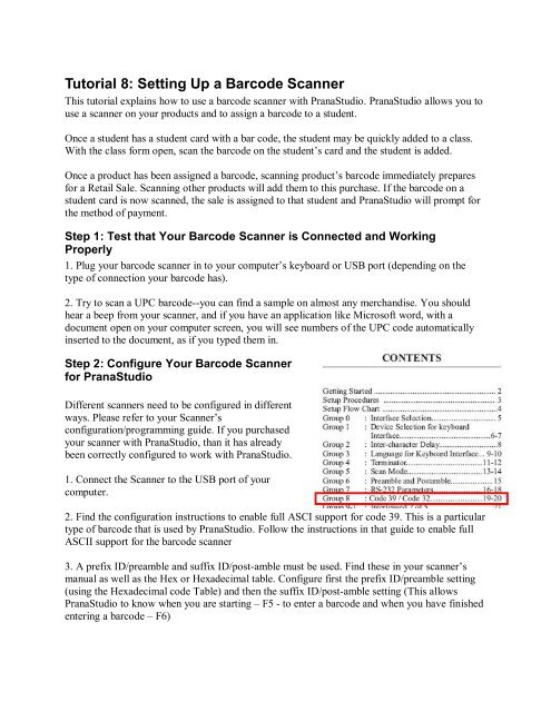 Tutorial 8: Setting Up a Barcode Scanner - PranaStudio Software
