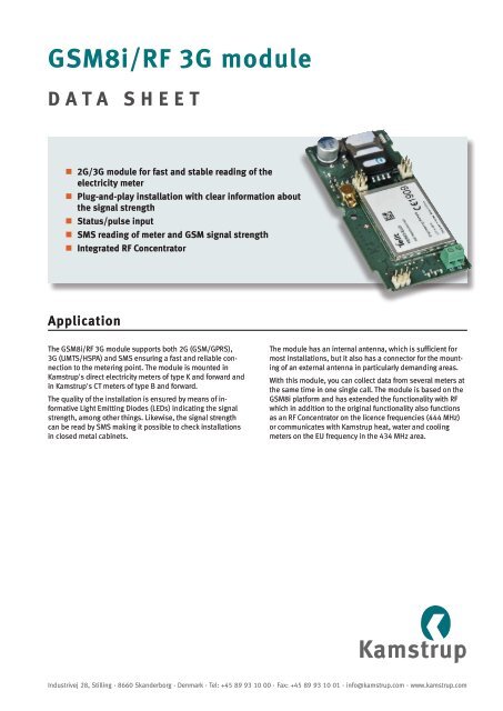 GSM8i/RF 3G module DATA SHEET - Kamstrup