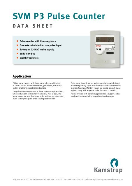 SVM P3 Pulse Counter DATA SHEET - Kamstrup