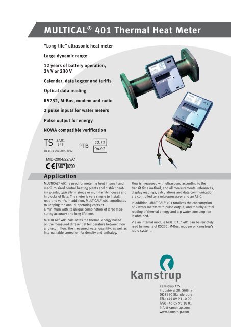 Data sheet - Kamstrup
