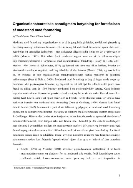 Modstand mod forandring - Perspektivgruppen