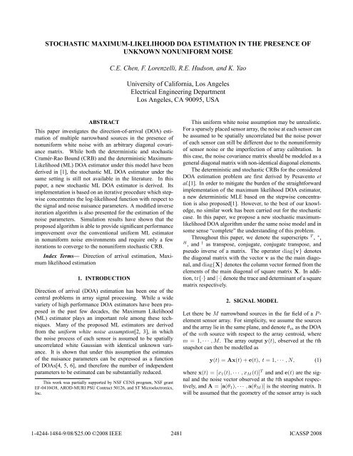 Stochastic Maximum Likelihood Doa Estimation In The Presence Of