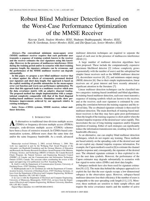 Robust Blind Multiuser Detection Based On The Worst Case