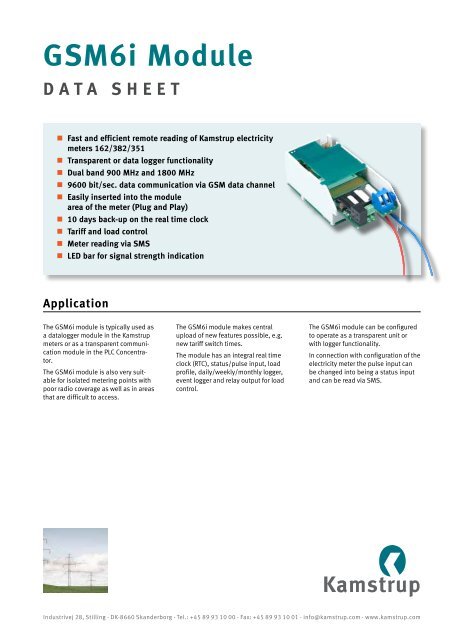 GSM6i Module DATA SHEET - Kamstrup