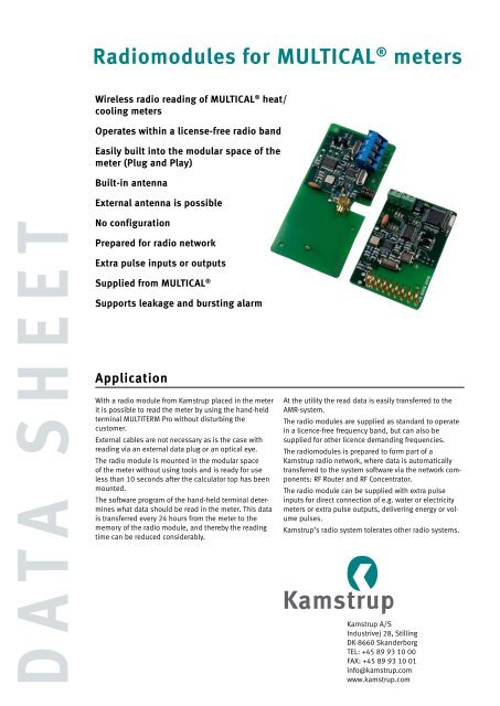 Data sheet - Kamstrup