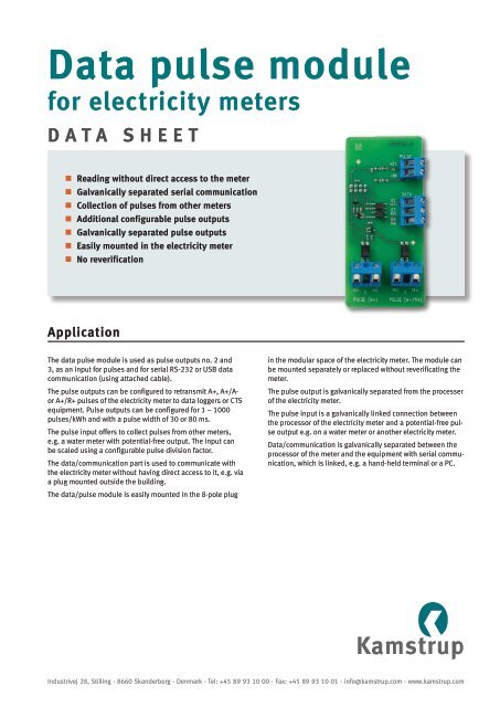 Data pulse module for electricity meters - Kamstrup