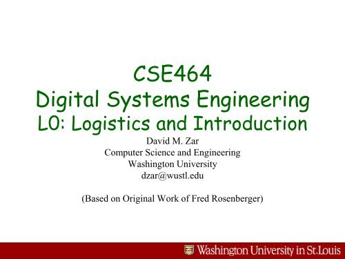 CSE464 Digital Systems Engineering