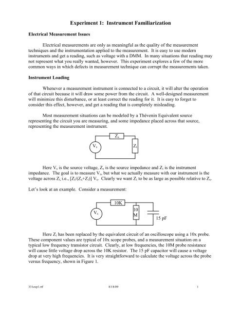 Experiment 1: Instrument Familiarization