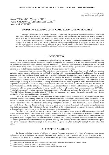 Modeling Learning on Dynamic Synapses v1 ... - Jmit.us.edu.pl