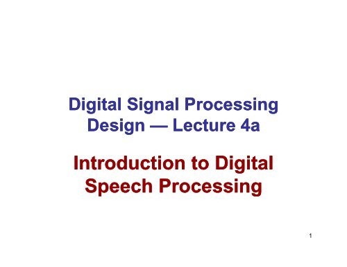 Introduction to Digital Speech Processing