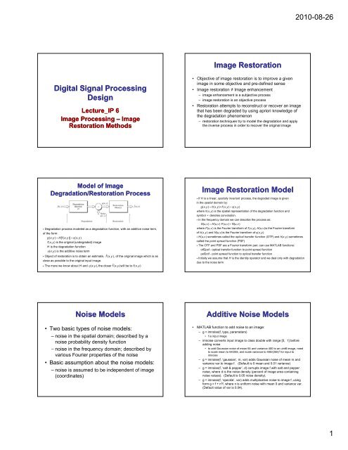 Digital Signal Processing Design Image Restoration Image ...