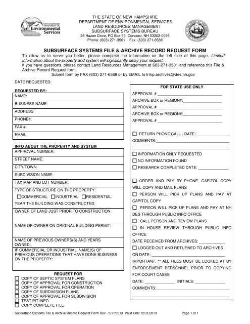 Subsurface Systems File & Archive Record Request Form - New ...