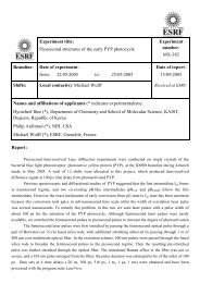 Experiment Report Form - ESRF
