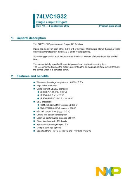 74LVC1G32 Single 2-input OR gate - NXP Semiconductors