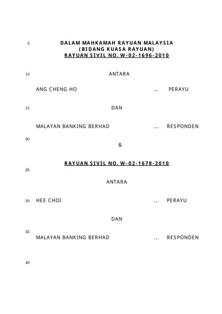 Dalam Mahkamah Rayuan Malaysia Bidang Kuasa 