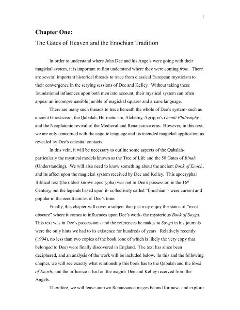 Chapter One: The Gates of Heaven and the Enochian Tradition