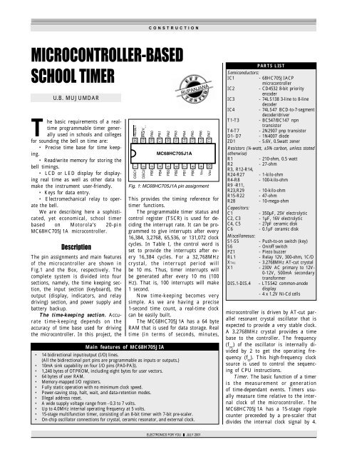 Micro-controller Based School Timer - Kits 'n' Spares