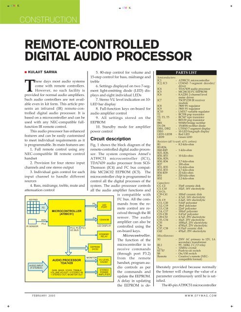 remote-controlled digital audio processor - Kits 'n' Spares