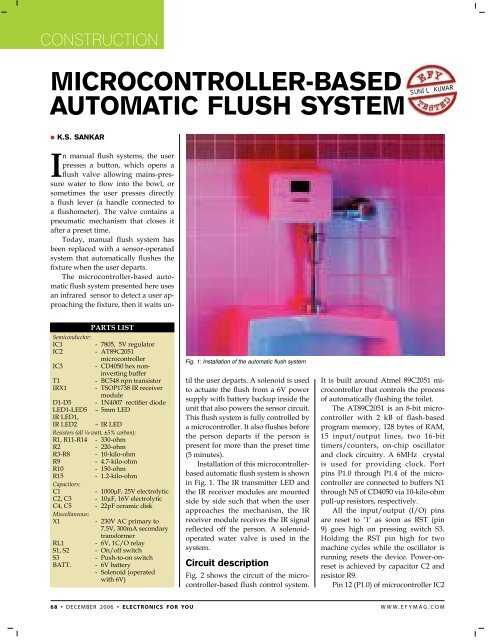 MiCroController-baSed autoMatiC FluSh SySteM - Kits 'n' Spares