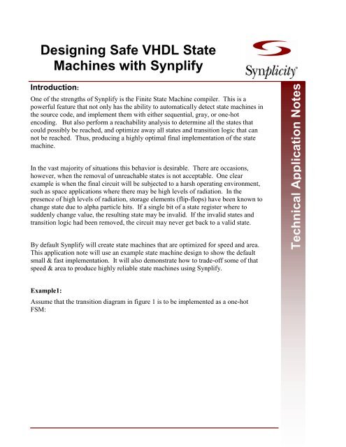 Designing Safe Vhdl State Machines With Synplify 