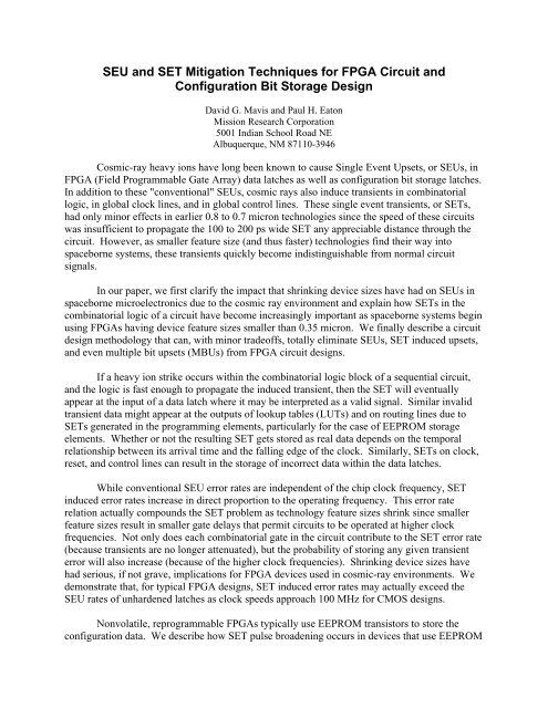 Seu And Set Mitigation Techniques For Fpga Circuit And