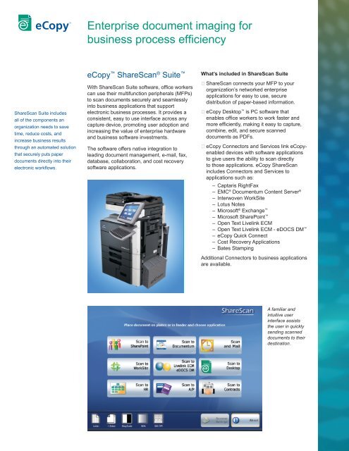 eCopy Spec Sheet - Konica Minolta