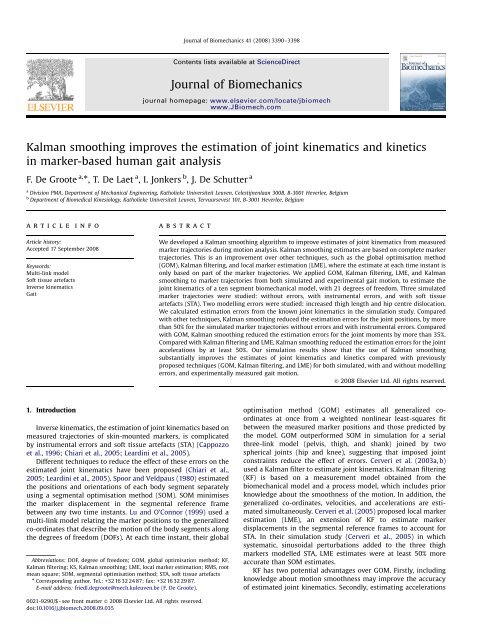 Kalman smoothing - Análise de Marcha