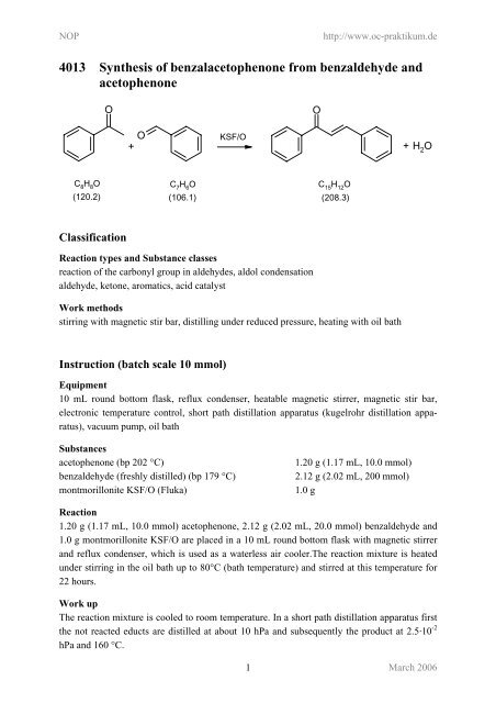 4013 Synthesis of benzalacetophenone from ... - kriemhild