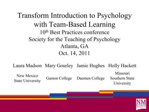 Using Team Based Learning in Psychology