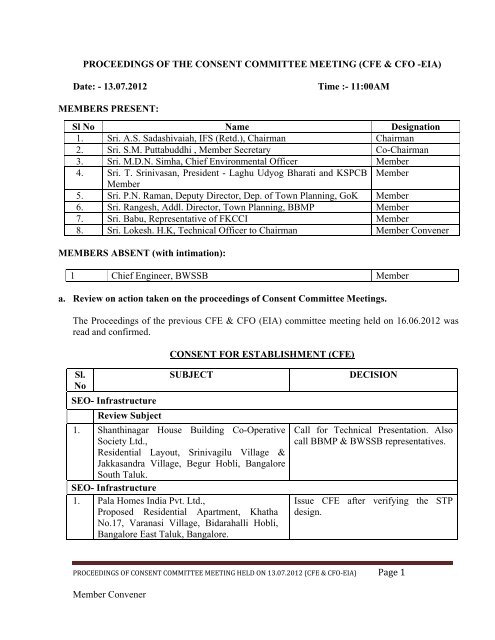 Proceedings of 13-07-2012 - Karnataka State Pollution Control Board