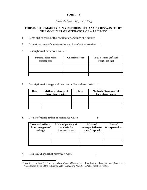 FORM – 3 [See rule 5(6), 18(5) and 22(1)]