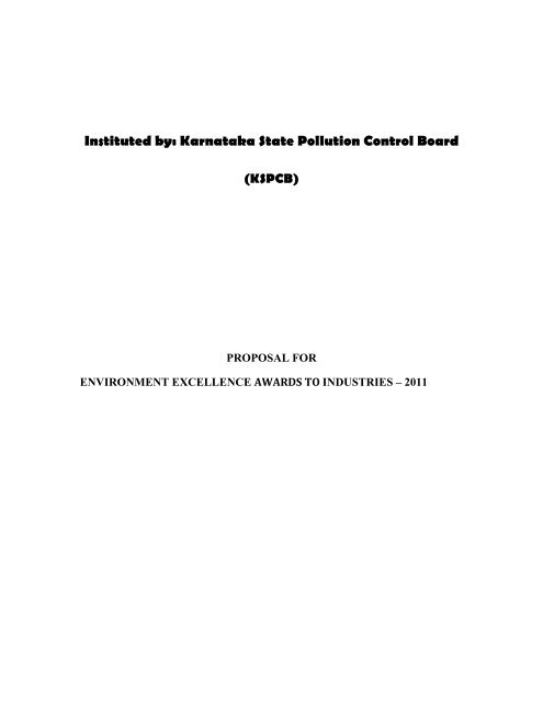 Instituted by: Karnataka State Pollution Control Board (KSPCB)