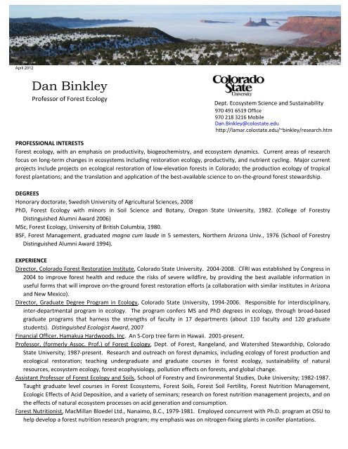 Dan Binkley - Lamar at Colorado State University