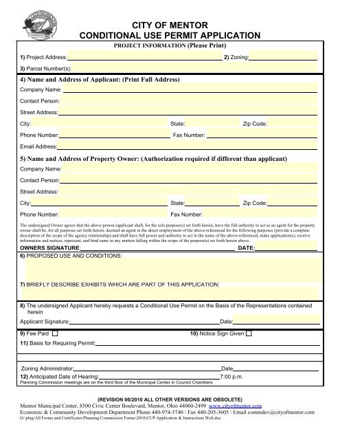 Conditional Use Permit (CUP) - City of Mentor