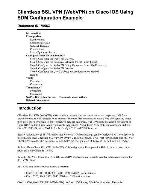 Clientless SSL VPN (WebVPN) - The Cisco Learning Network