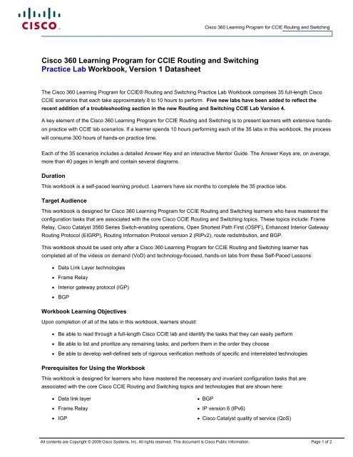 Cisco 360 Learning Program for CCIE Routing and Switching ...