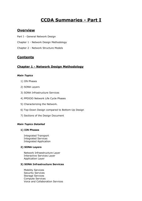 CCDA Summaries - Part I - The Cisco Learning Network