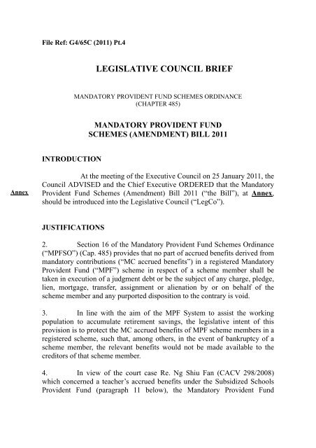 LEGISLATIVE COUNCIL BRIEF