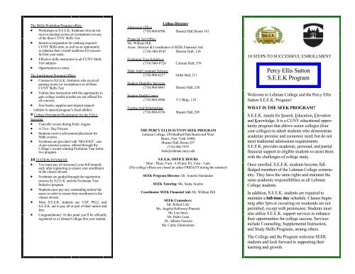 Percy Ellis Sutton S.E.E.K Program - Lehman College